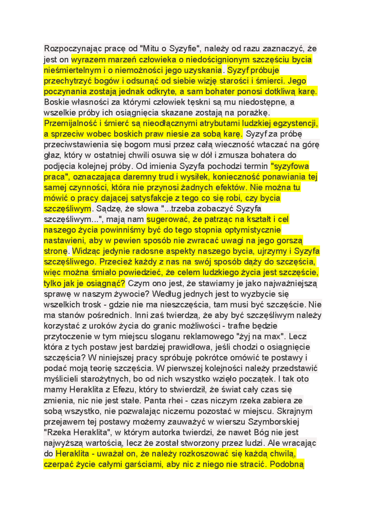 Wypracowanie mit syzyfa - Rozpoczynając pracę od "Mitu o Syzyfie ...