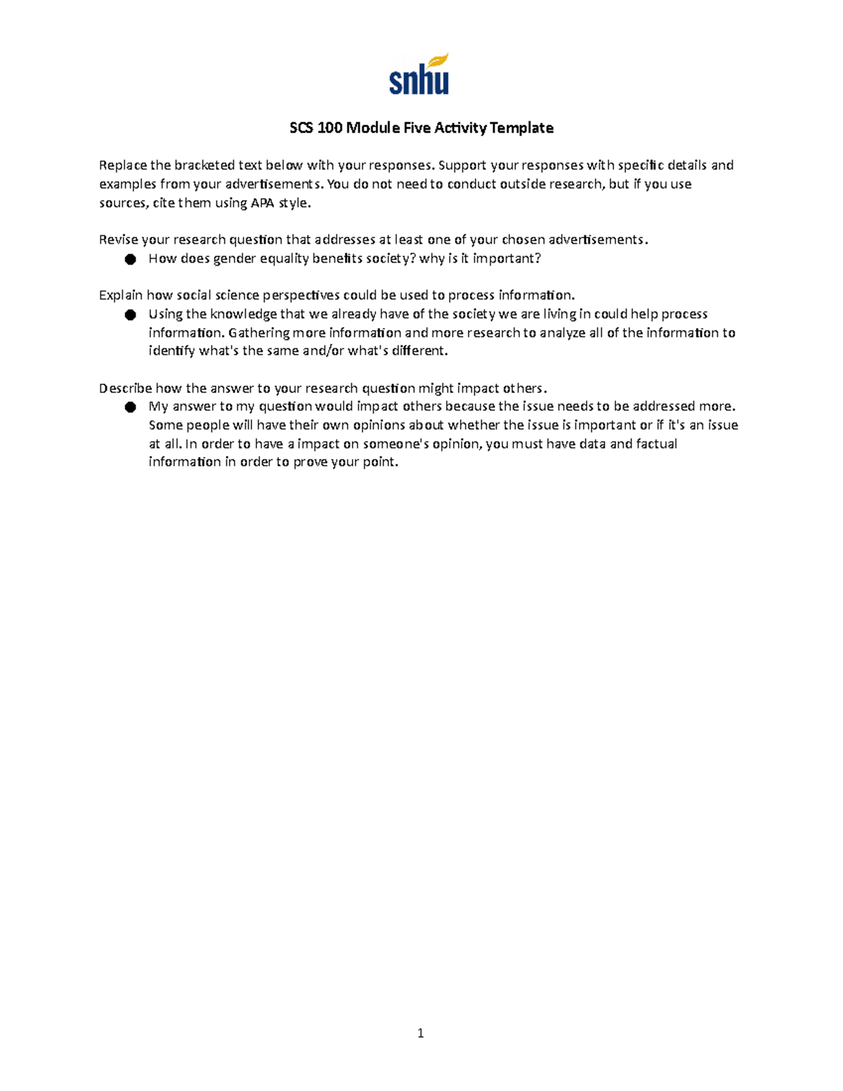SCS 100 Module Five Activity Template (1) - SCS 100 Module Five ...