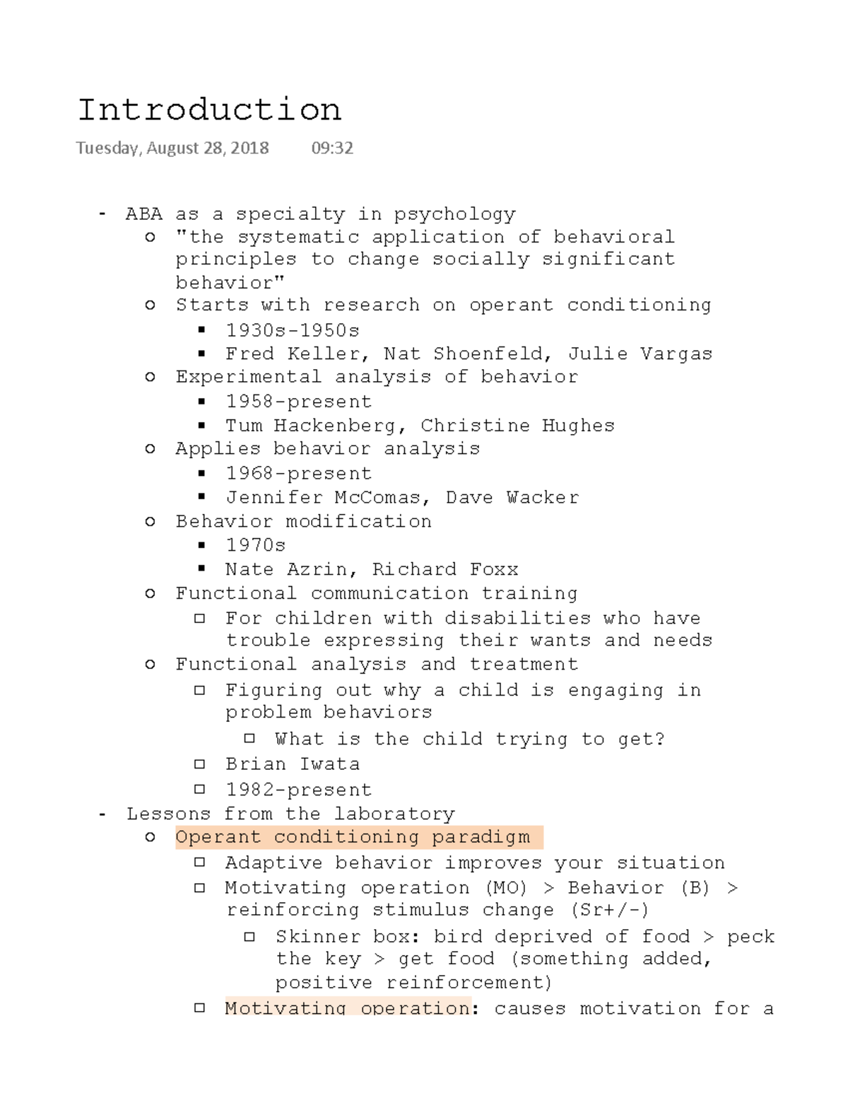 Introduction - Lecture notes 1 - Introduction Tuesday, August 28, 2018 ...