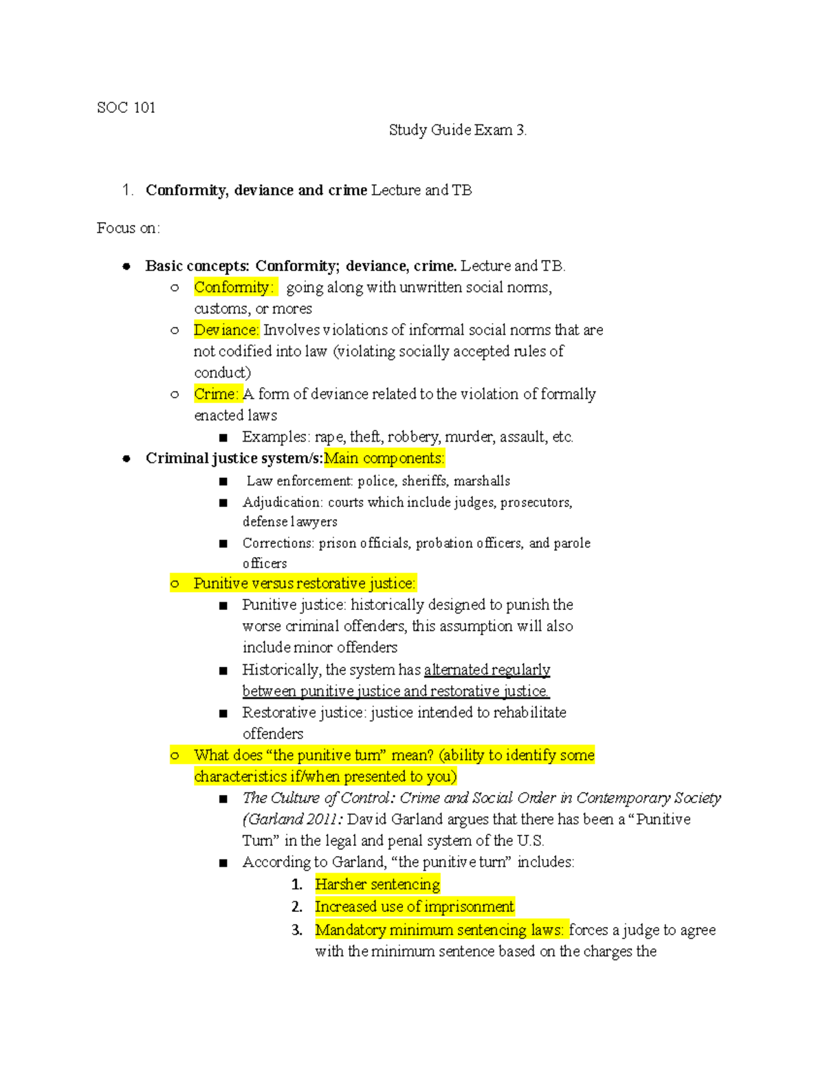 SOC 101 final study guide - SOC 101 Study Guide Exam 3. Conformity ...