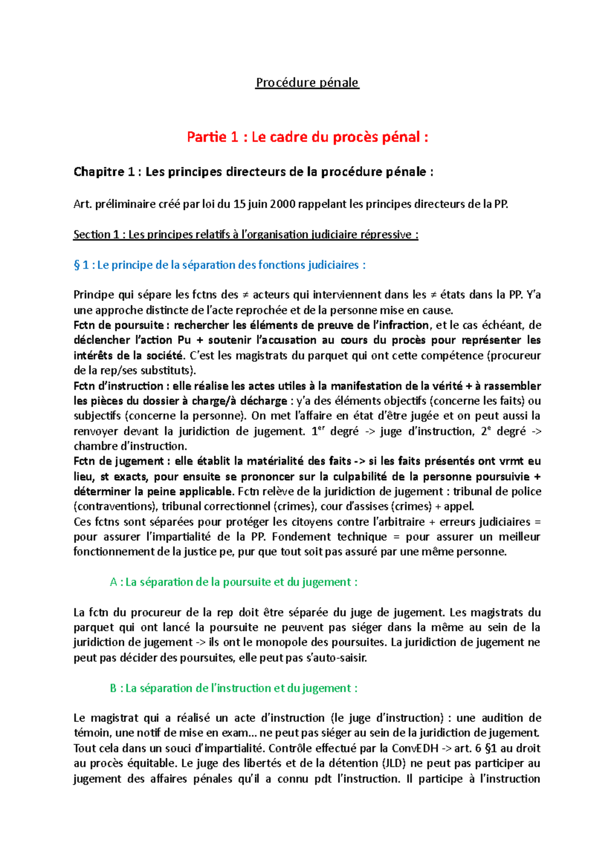 Proc dure p nale Partie 1 - Procédure pénale Partie 1 : Le cadre du procès pénal : Chapitre 1 ...