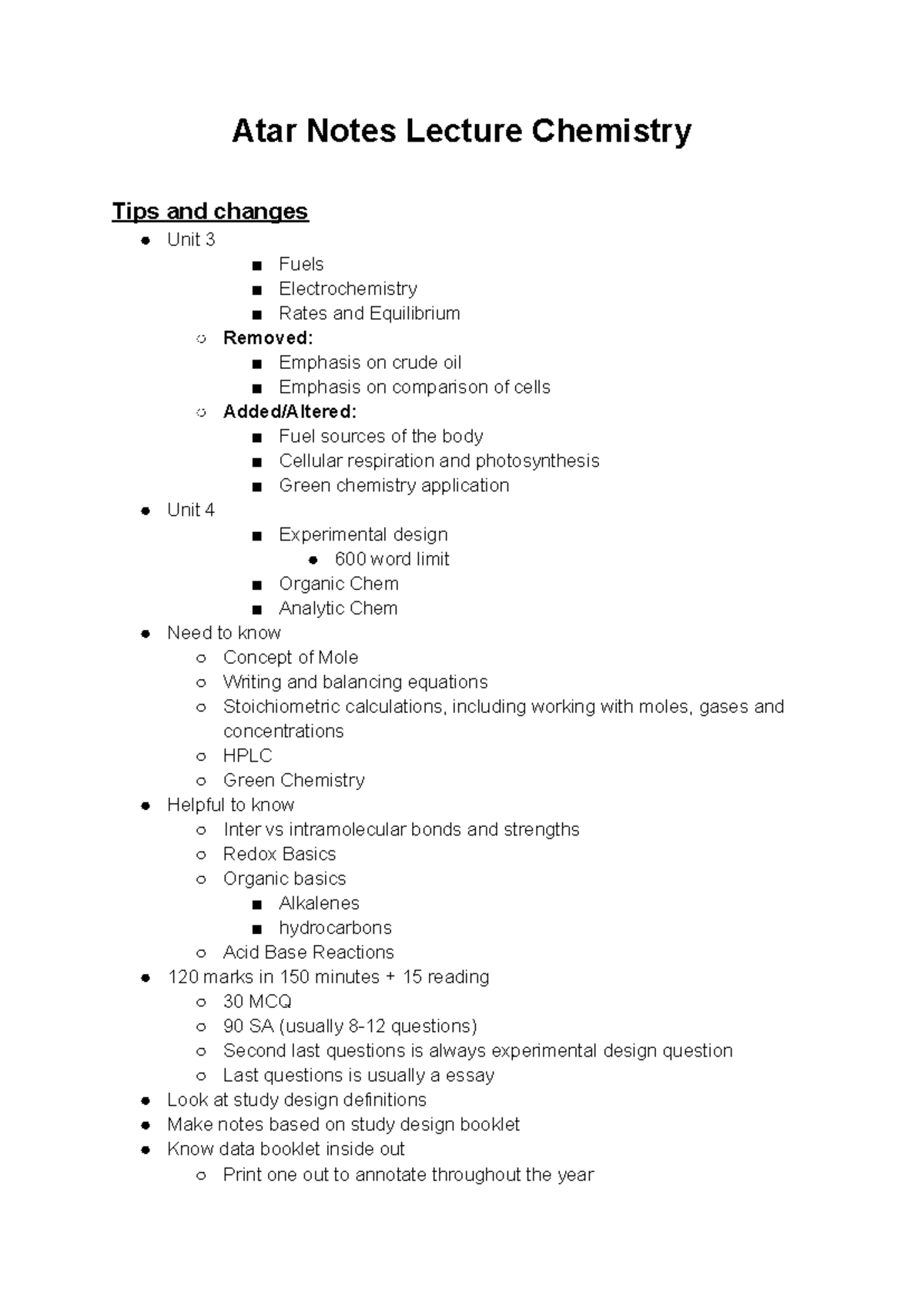 Atar notes lecture chemistry - Atar Notes Lecture Chemistry Tips and ...
