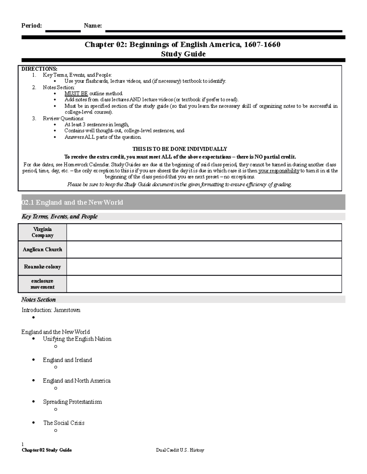 Ch 02 Study Guide - answers - Period: Name: Chapter 02: Beginnings of ...