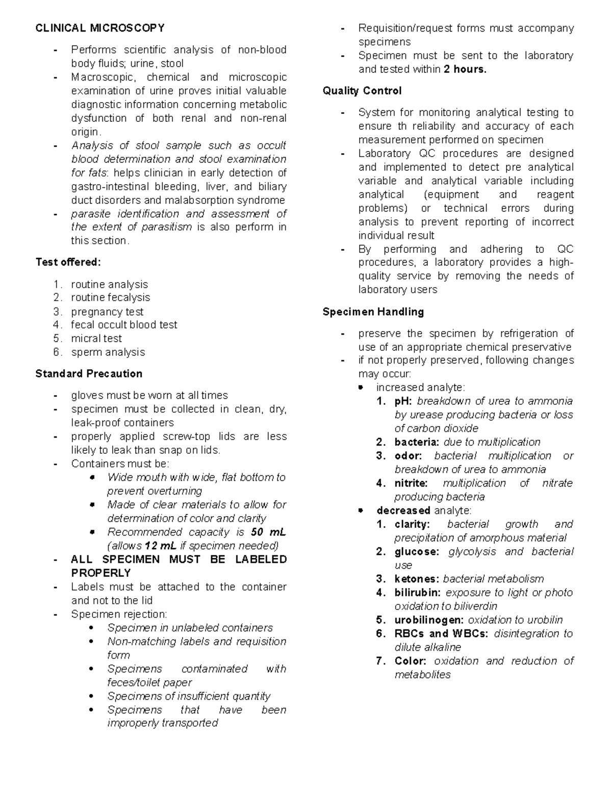 Clinical Microscopy - Lecture notes for CM - CLINICAL MICROSCOPY ...