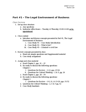 Business Law cheat sheet - Business Law: a set of established rules ...