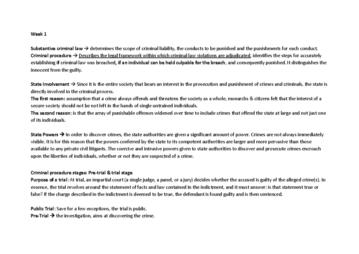 Ccp week 1 summary + tutorial answers - Week 1 Substantive criminal law ...