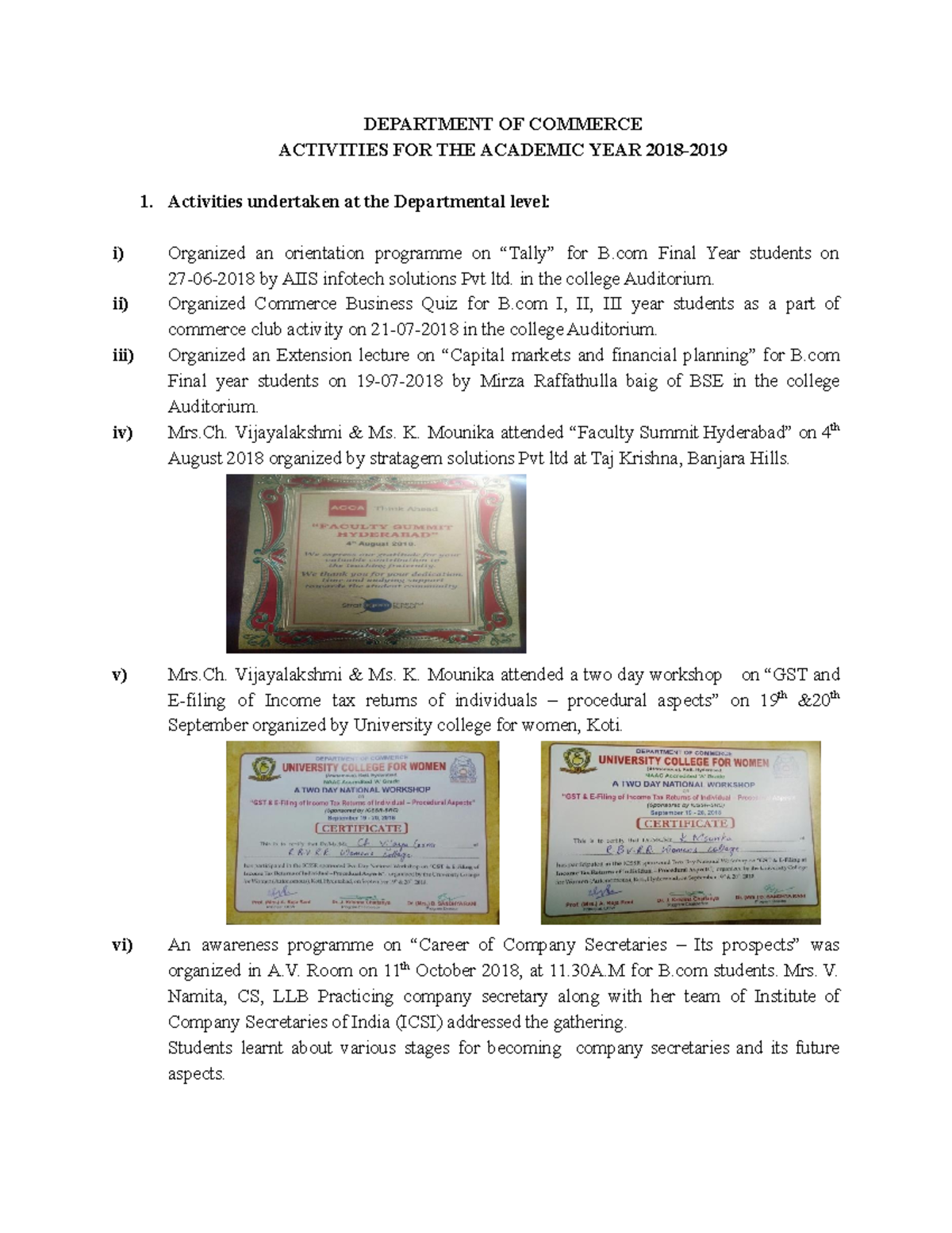 Commerce Activities 2018 2019 - DEPARTMENT OF COMMERCE ACTIVITIES FOR ...