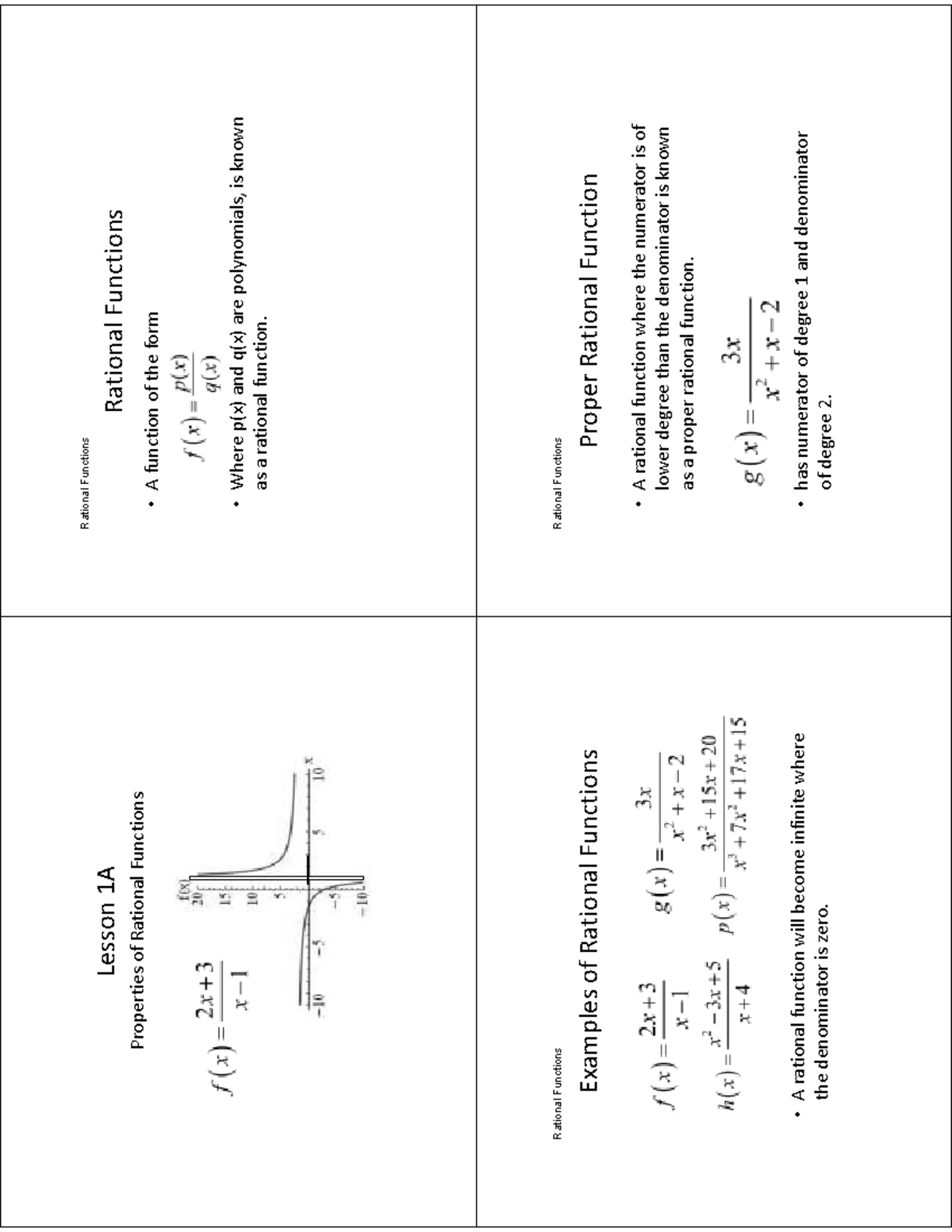 Section 1 Rational Functions printing - Lesson 1A Properties of ...
