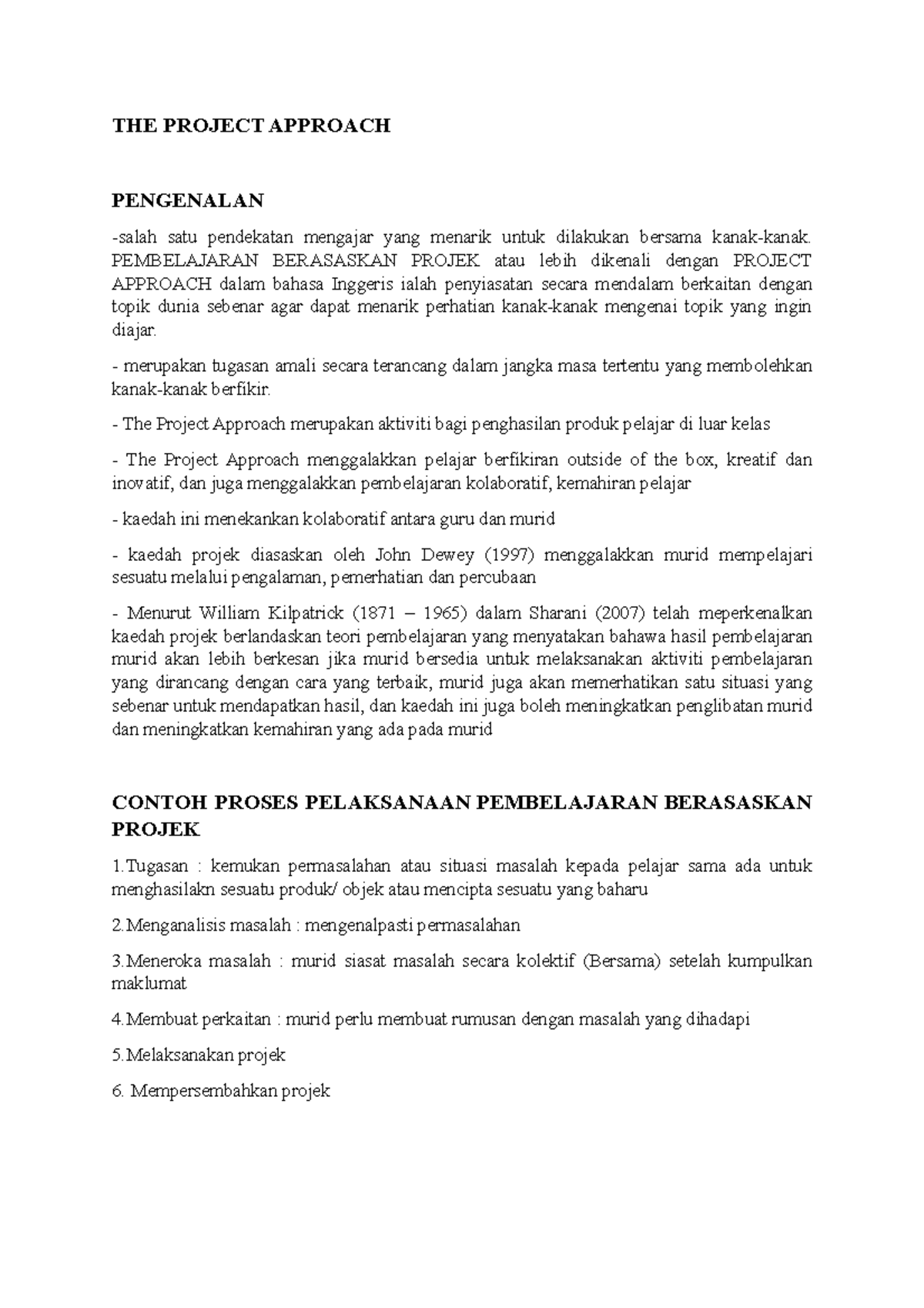 THE Project Approach - .... - THE PROJECT APPROACH PENGENALAN -salah ...