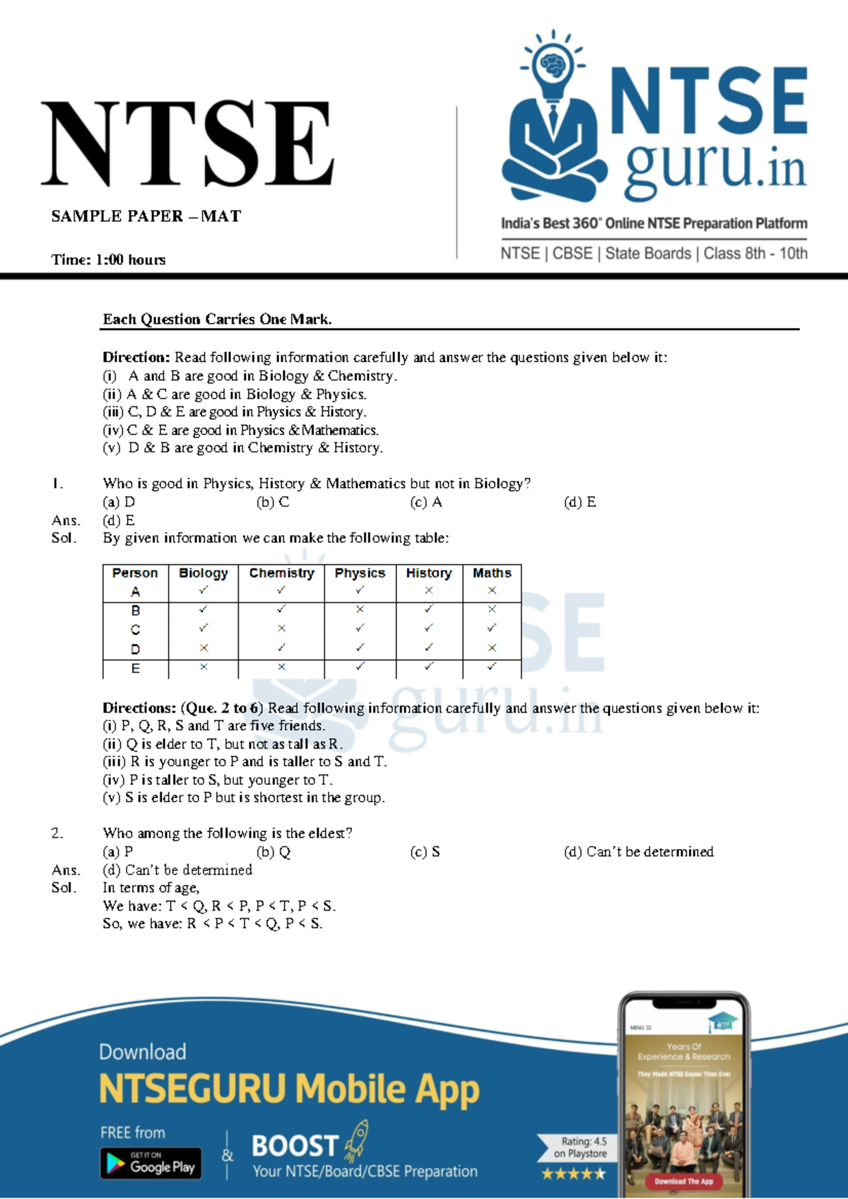 MAT Sample-Paper 30-Que - SAMPLE PAPER – MAT Time: 1:00 hours Each ...