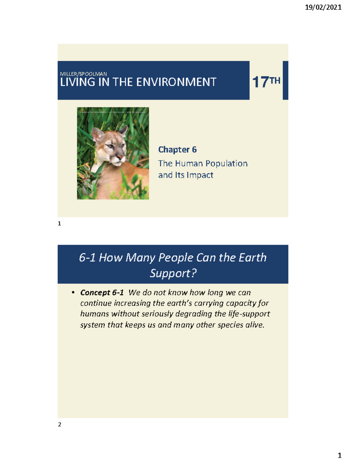 Chapter 6. Environmental Science - LIVING IN THE ENVIRONMENT 17 TH ...