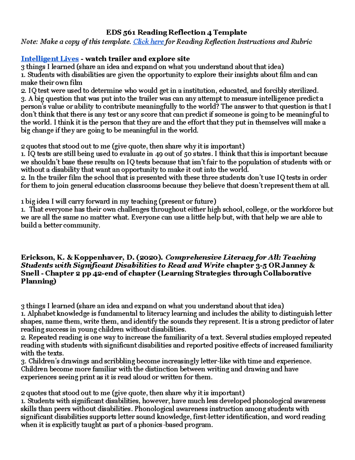 EDS 561 Reading Reflection 4 Template - EDS 561 Reading Reflection 4 Template Note: Make a copy ...