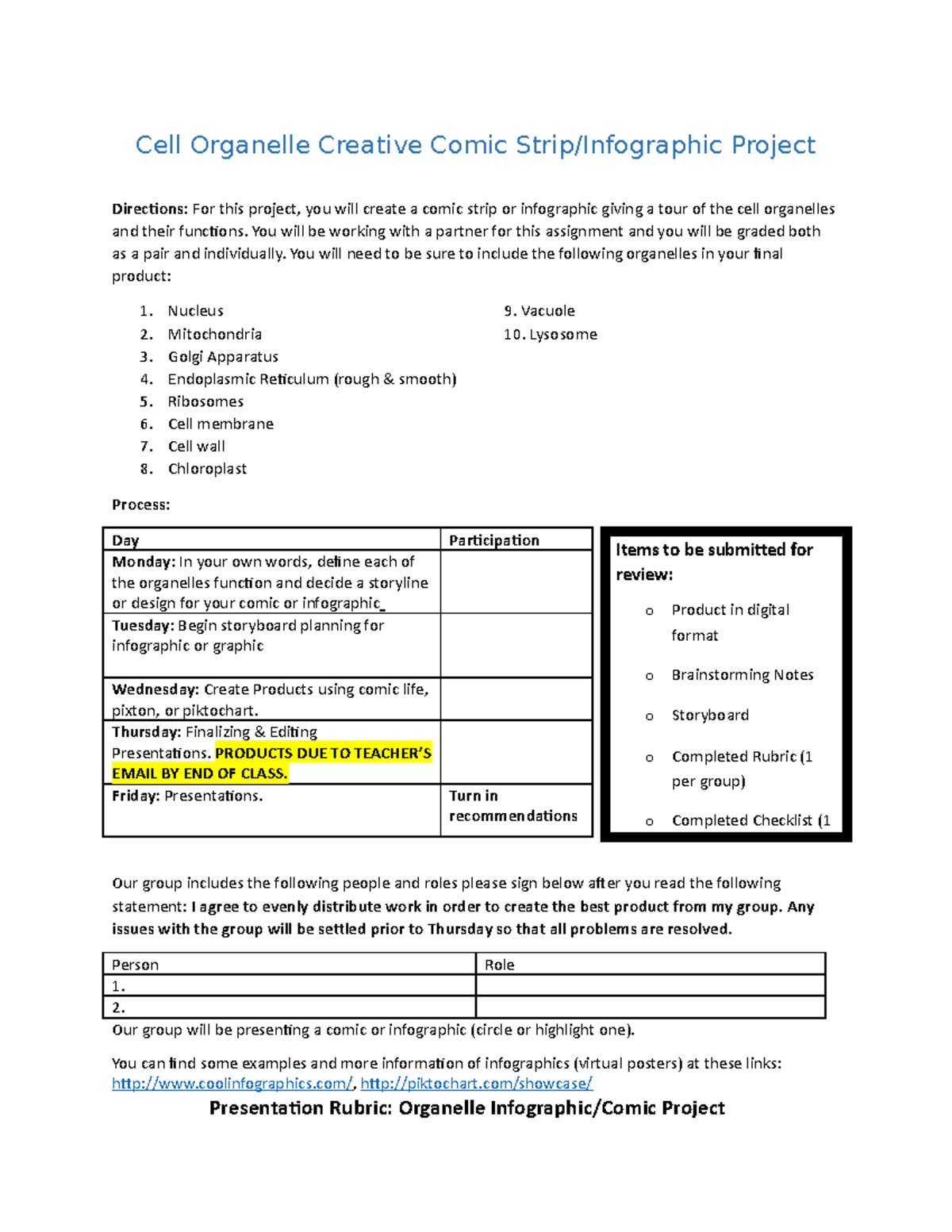Cells Creative Project - Cell Organelle Creative Comic Strip ...