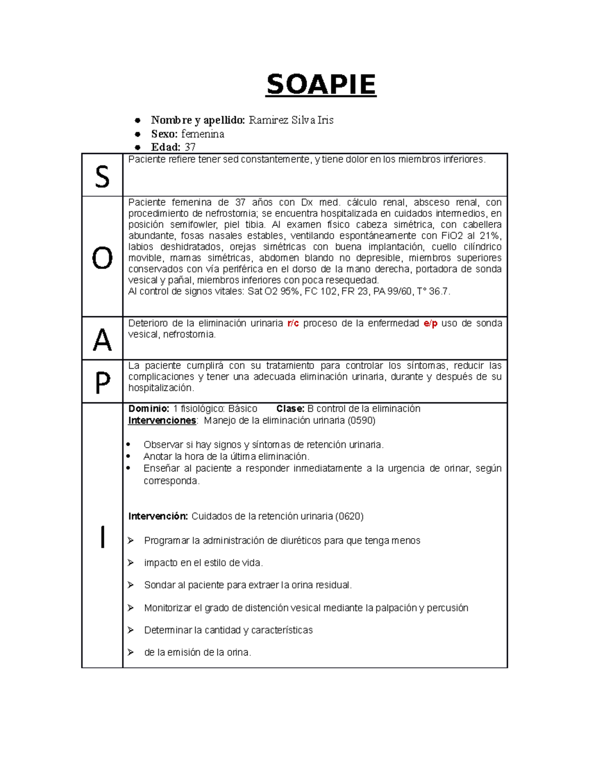 Soapie sem2 - sou - SOAPIE Nombre y apellido: Ramirez Silva Iris Sexo ...