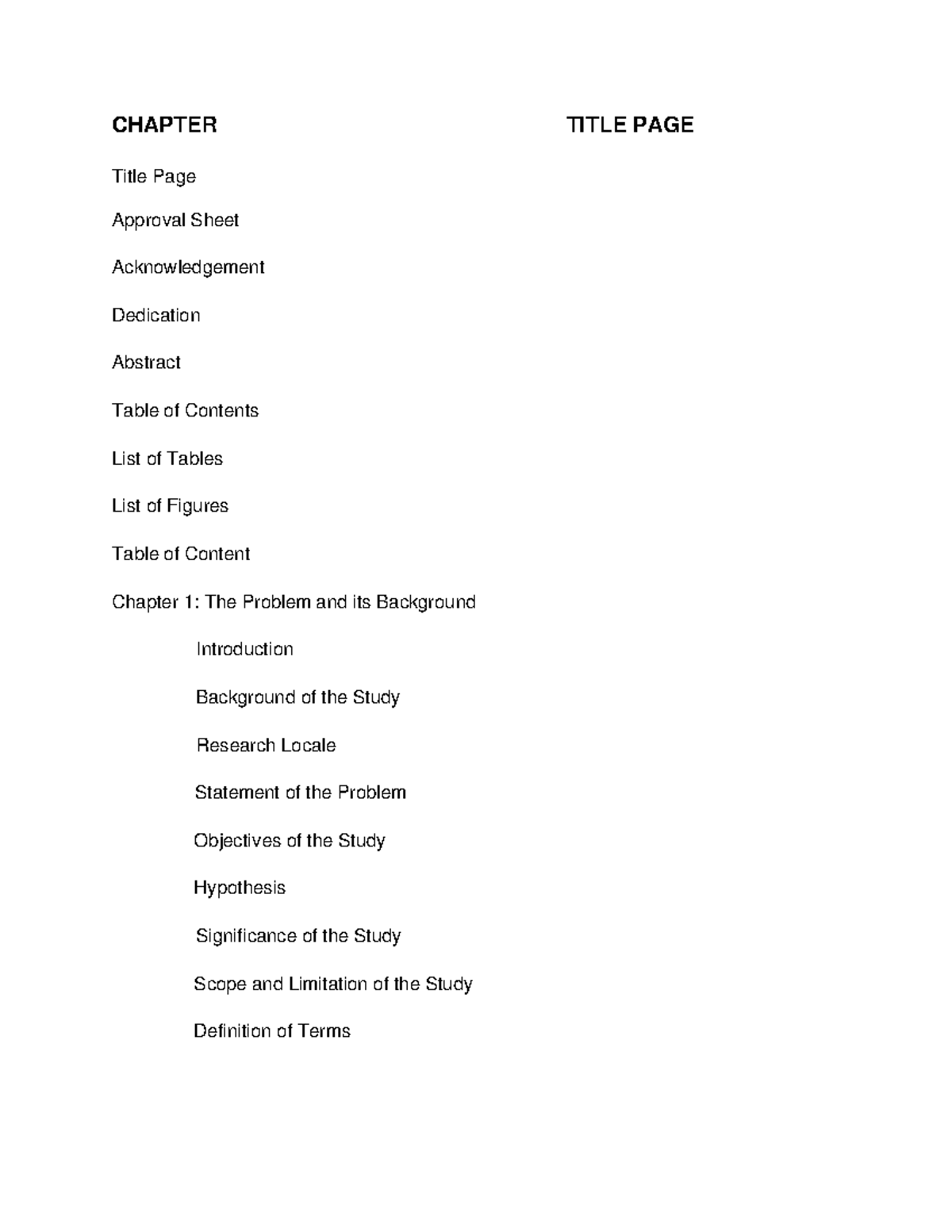 Business- Research- Format - CHAPTER TITLE PAGE Title Page Approval ...