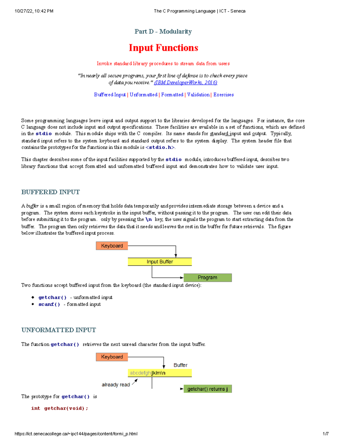 The C Programming Language Ict Input Functions Seneca 10 27 22 10 42 Pm The C Programming