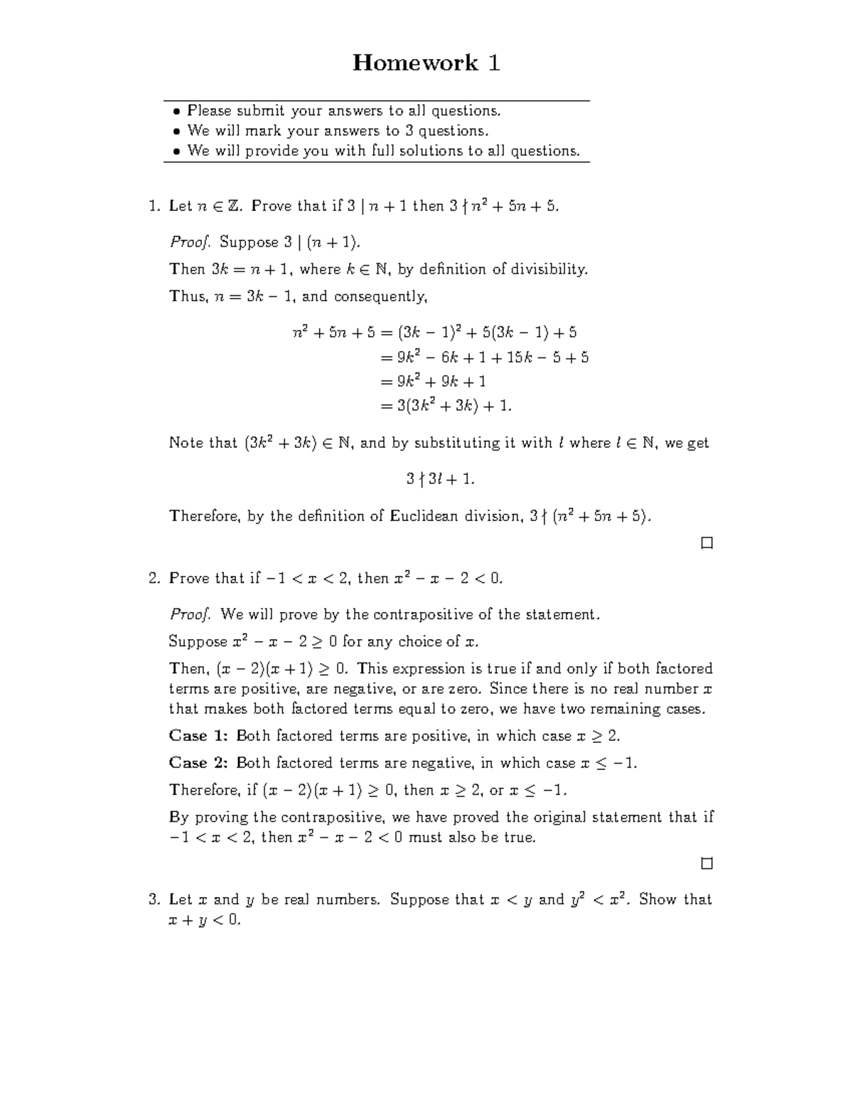 MATH 220 HW 1 - HW 1 Sol - Please submit your answers to all questions ...