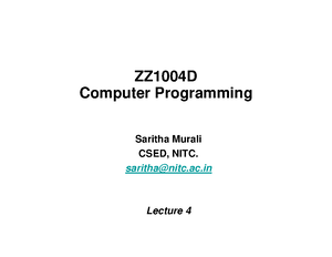 Lec05 24032020 - C programing basics - ZZ 1004 D Computer Programming ...