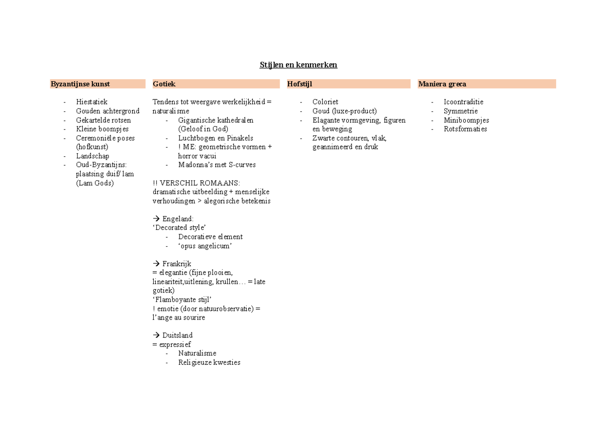 Stijlen en kenmerken BK - Stijlen en kenmerken Byzantijnse kunst Gotiek ...