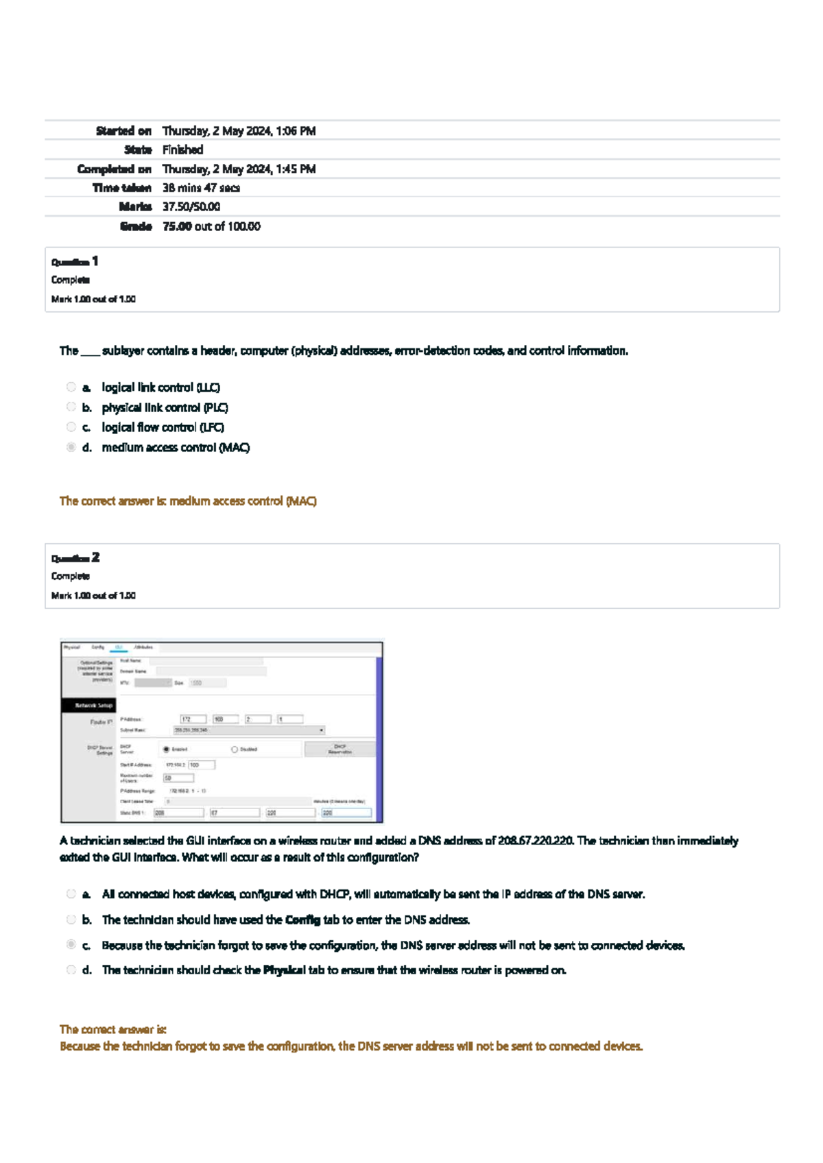 Test2 - TEST 2// Database and information - Started on Thursday, 2 May ...