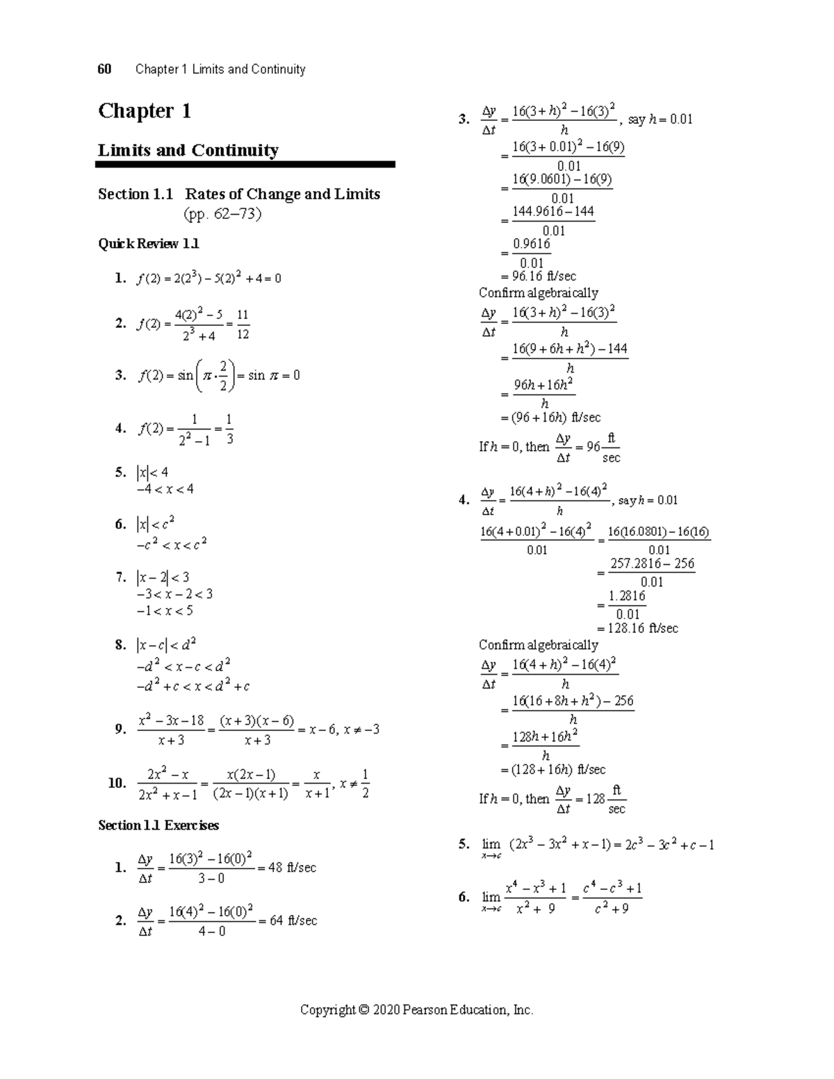 Fcalc 06 sm ch01 - 60 Chapter 1 Limits and Continuity Chapter 1 Limits ...