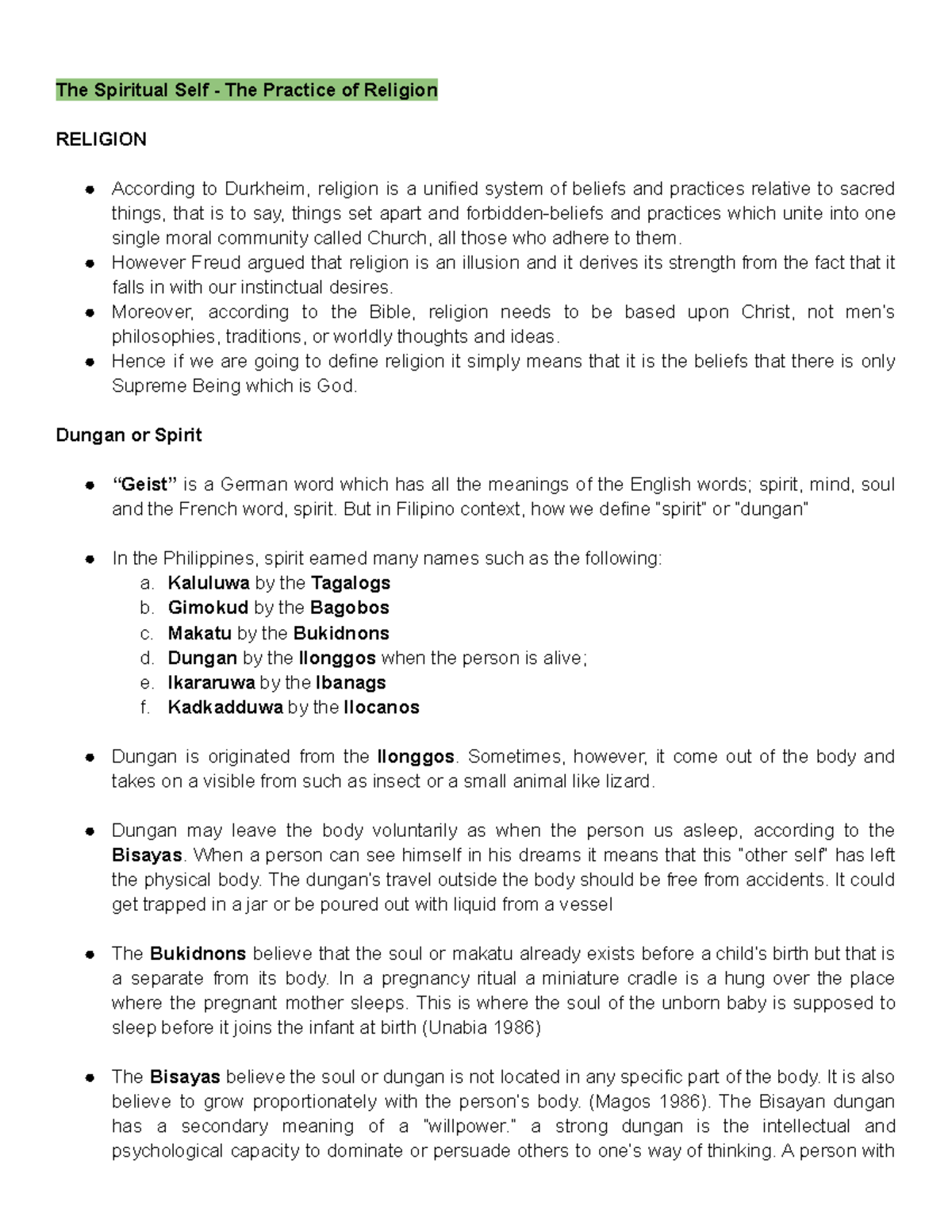 The Spiritual Self - The Practice of Religion - The Spiritual Self ...