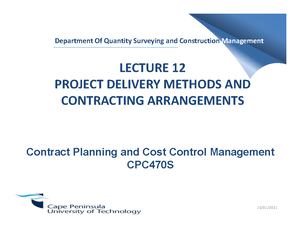 Lecture 13- Claims Management - LECTURE 13 CLAIMS MANAGEMENT Contract ...