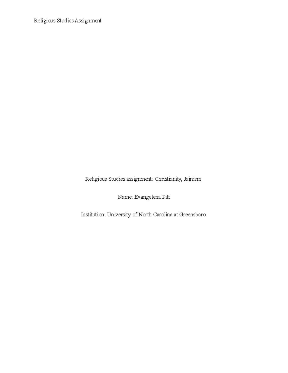 Religious Studies Assignment 1 - · The human body has the description ...