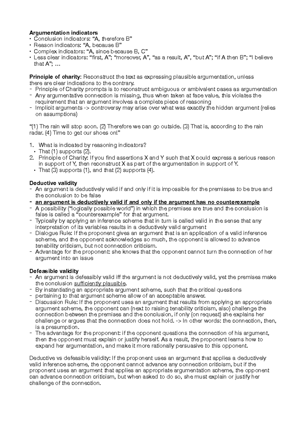 Philosophy - Reasoning and arguing - Argumentation indicators ...