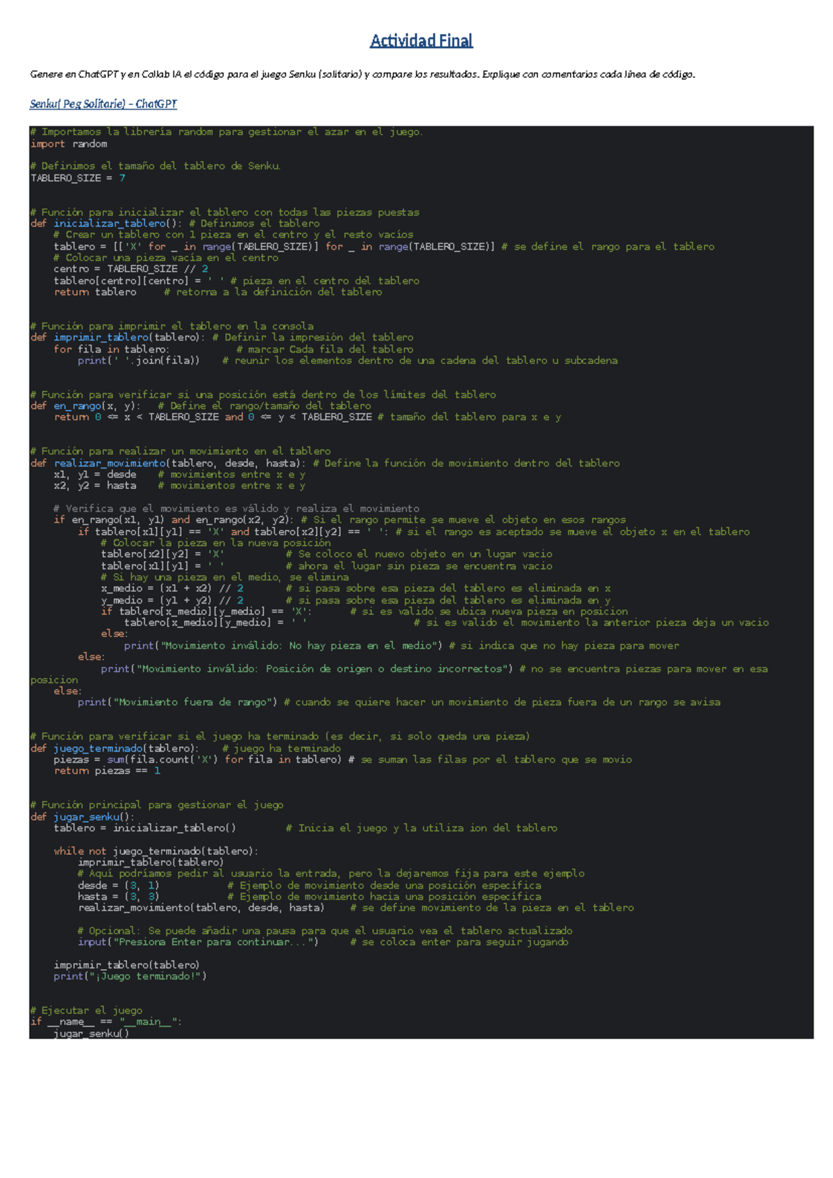 Actividad Final - trabajo de python - Actividad Final Genere en ChatGPT y en Collab IA el código ...