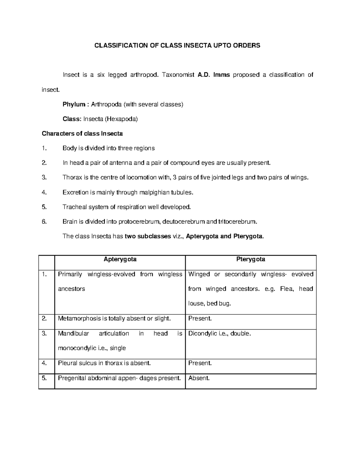 Lec16 - Insect morphology - CLASSIFICATION OF CLASS INSECTA UPTO ORDERS ...