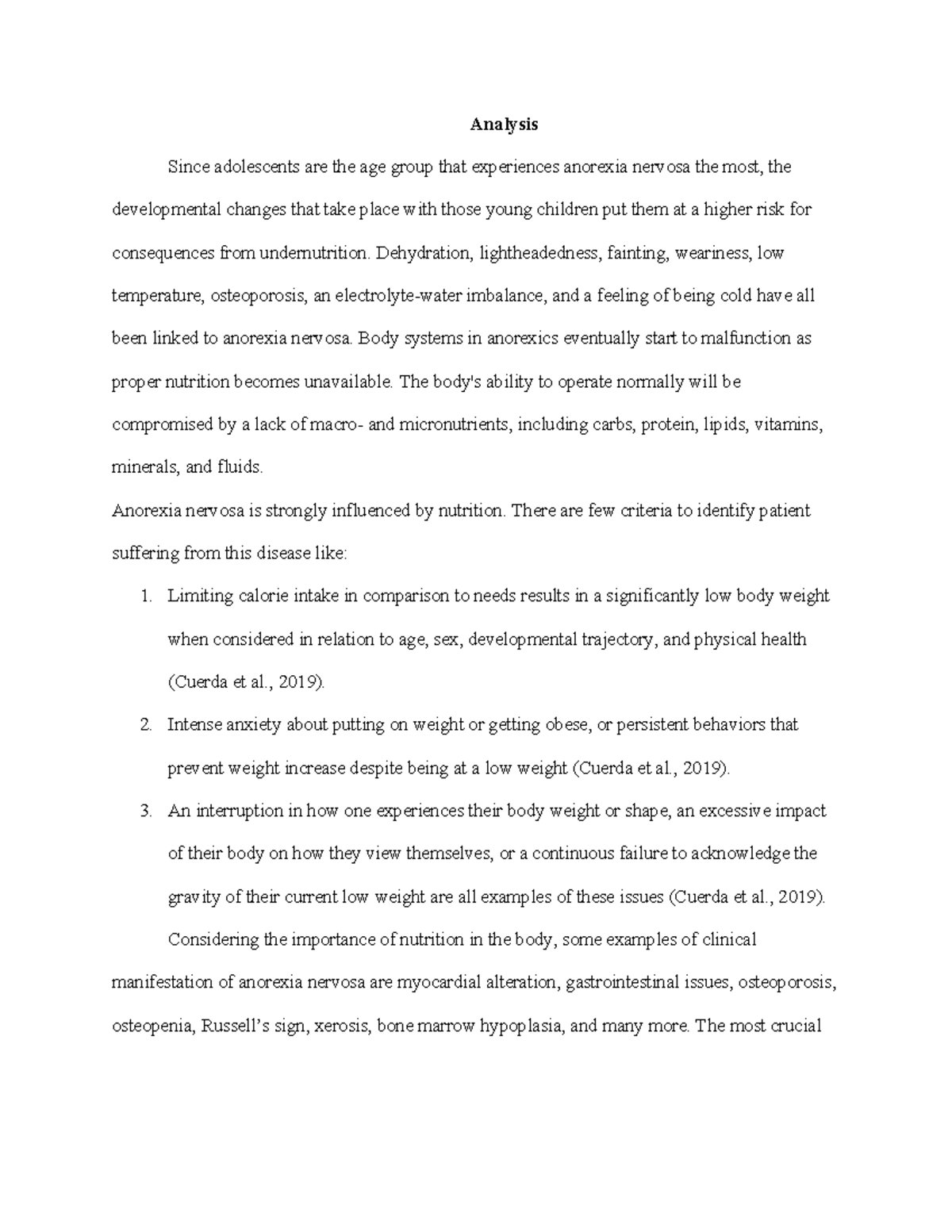 Anorexia Nervosa Analysis - Analysis Since adolescents are the age ...