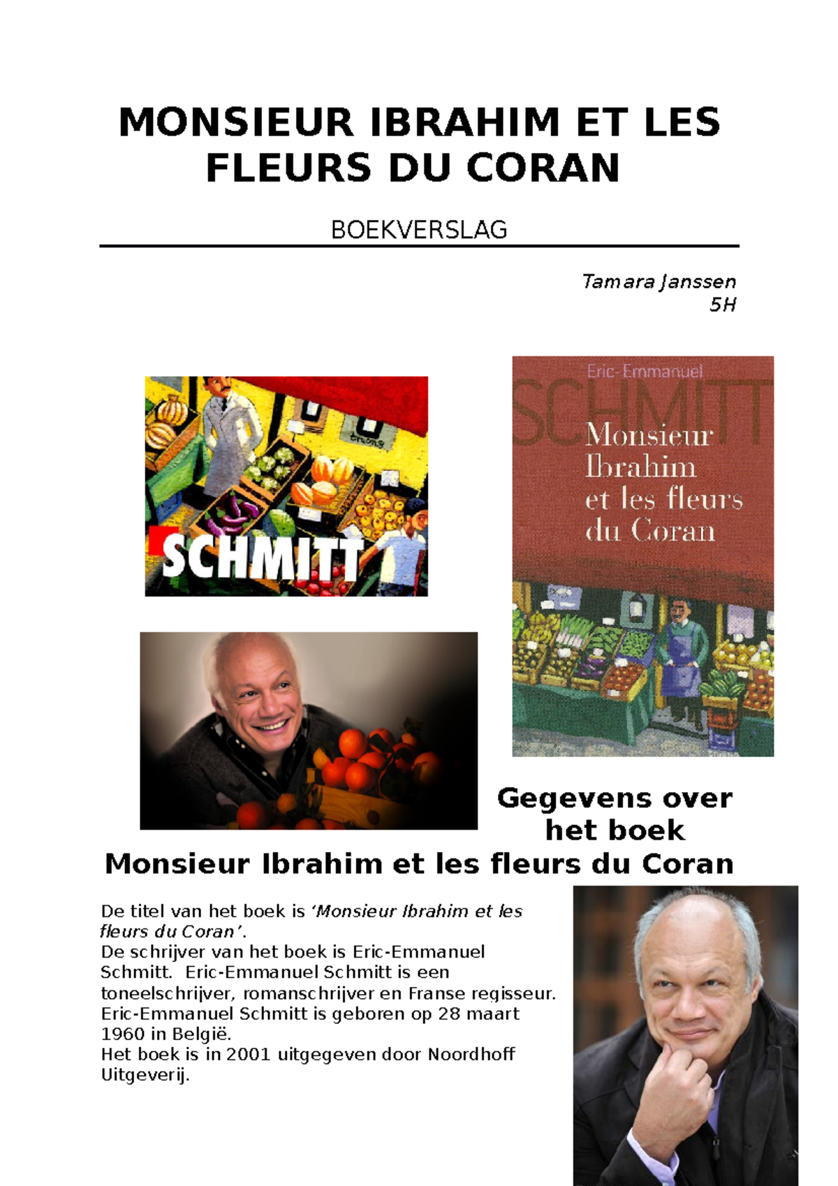 59da31d6426eb Boekverslag Monsieur Ibrahim et les fieurs du Coran ...