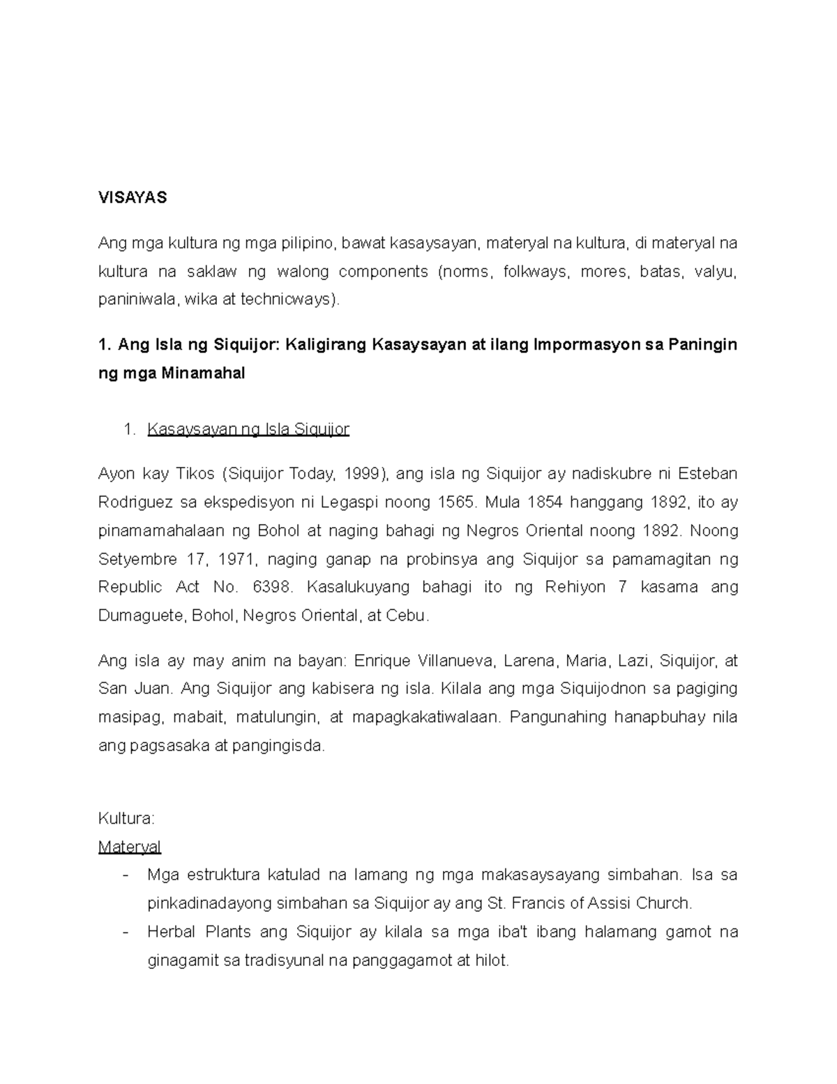 Pangkat 3 - Answers and Summaries - VISAYAS Ang mga kultura ng mga ...