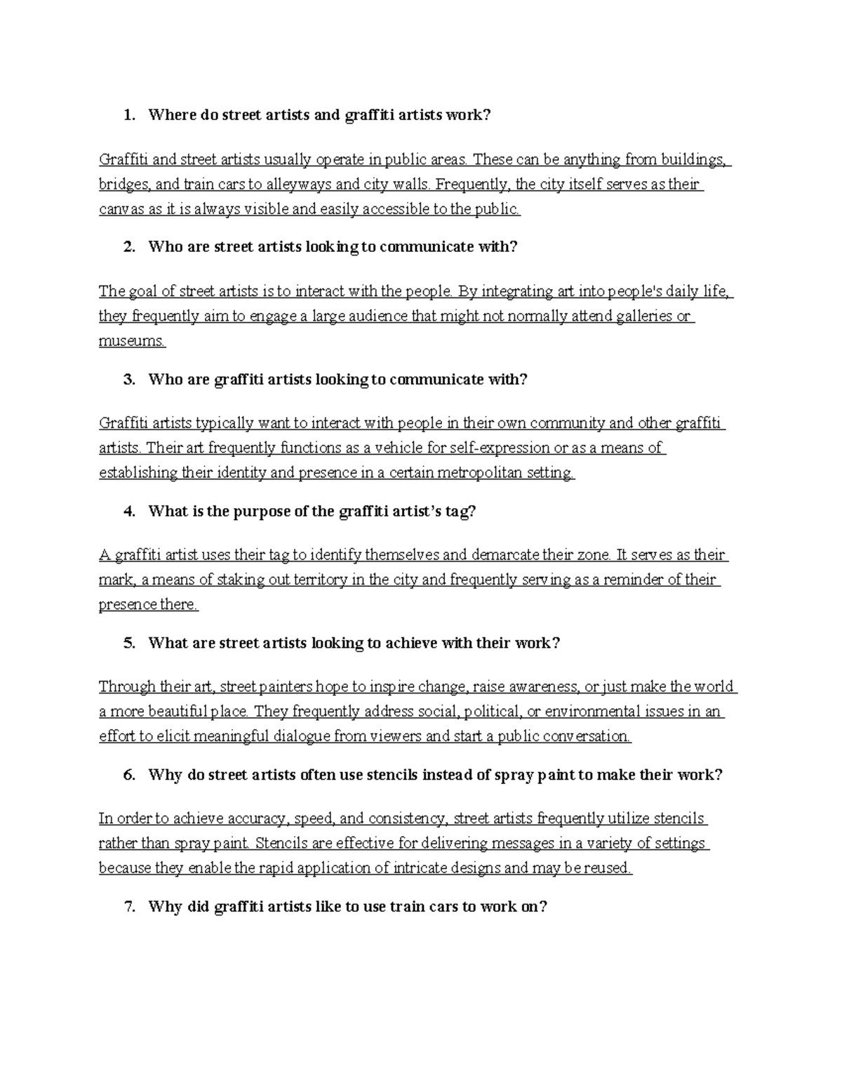 Graffiti Art - University work - Where do street artists and graffiti ...