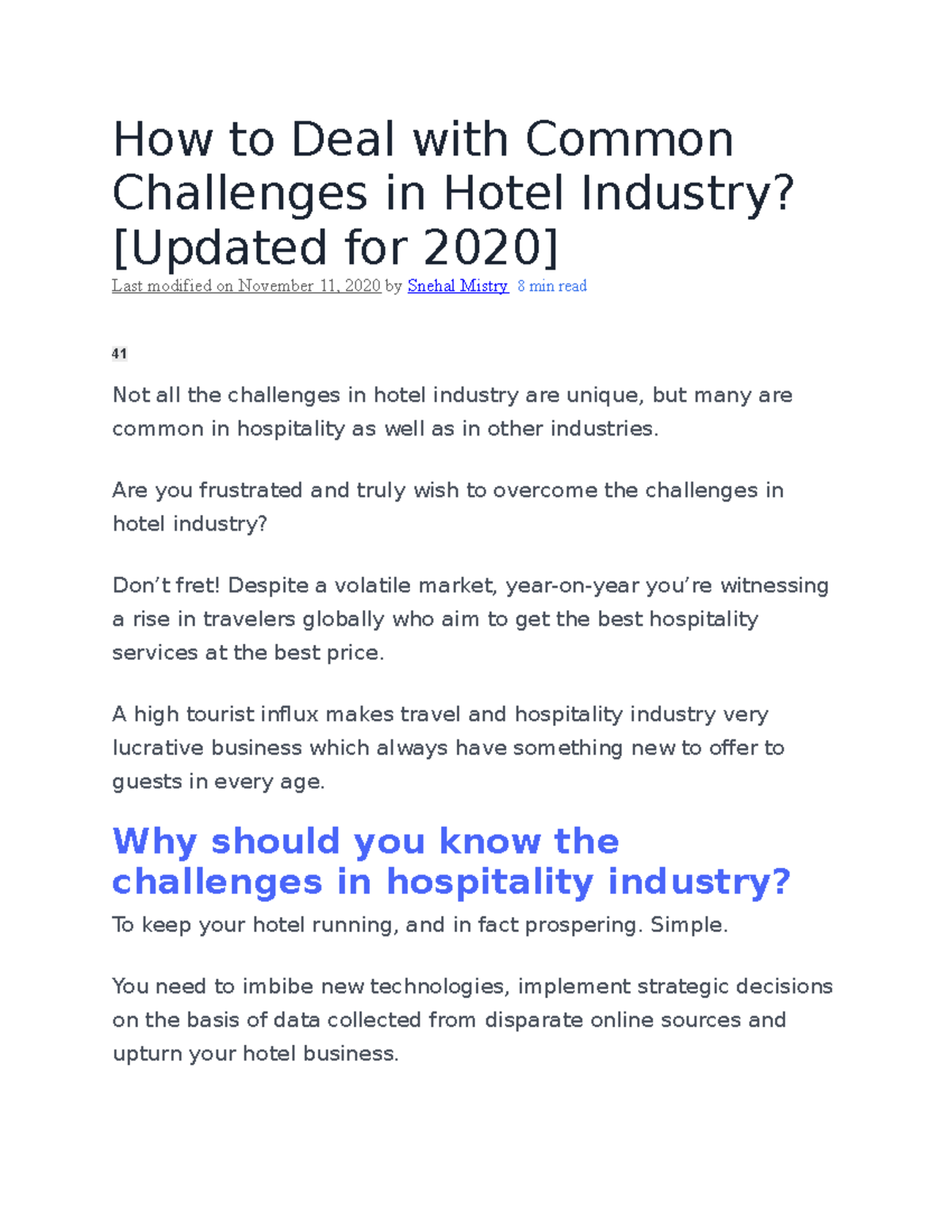 Article - How to Deal with Common Challenges in Hotel Industry - How to ...