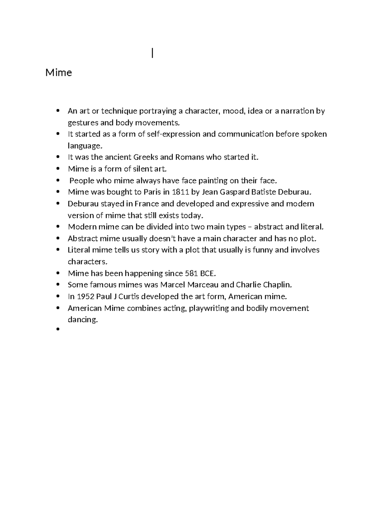 Mime - Drama - | Mime An art or technique portraying a character, mood ...