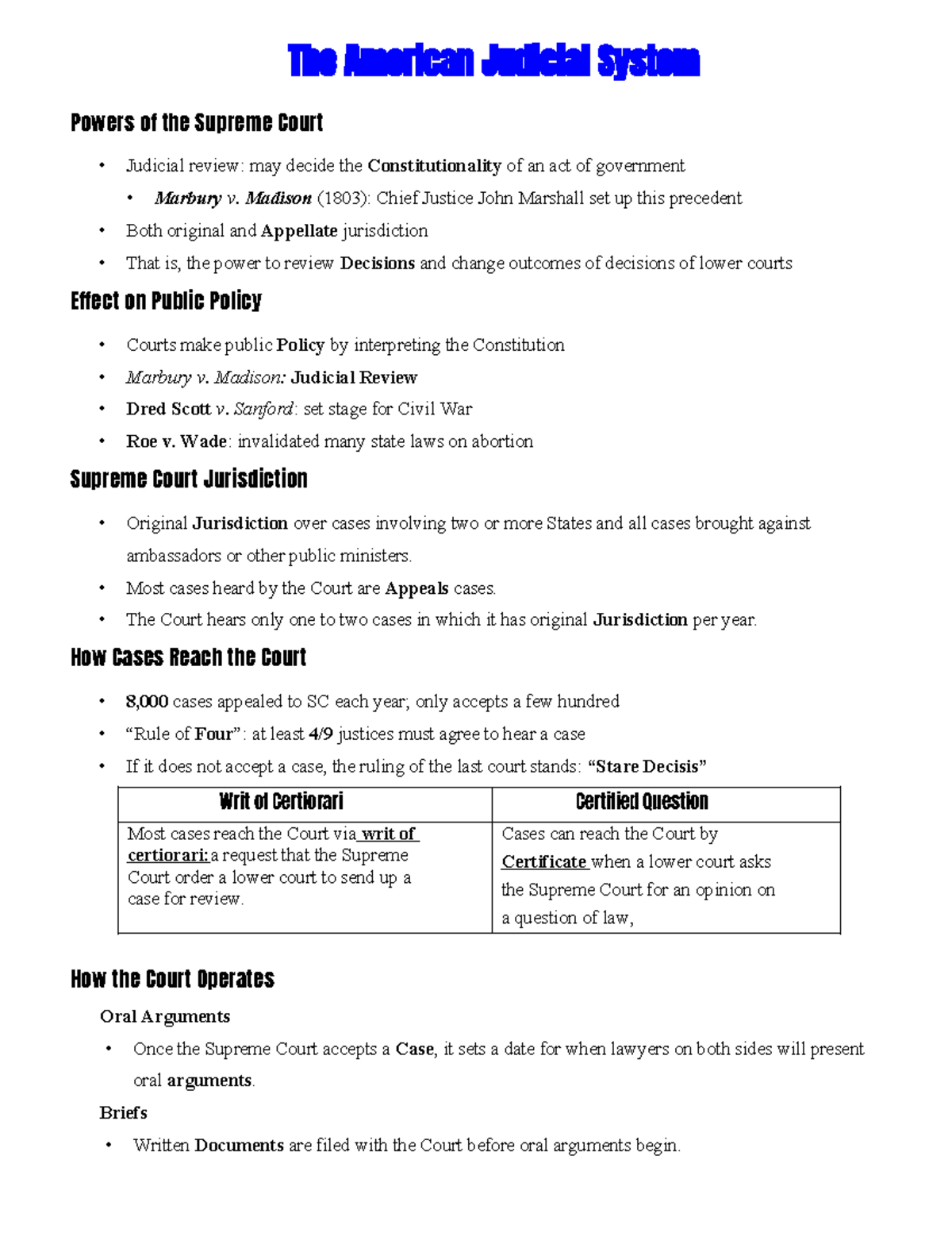 Zach J. Supreme Court Guided Notes - The American Judicial System ...