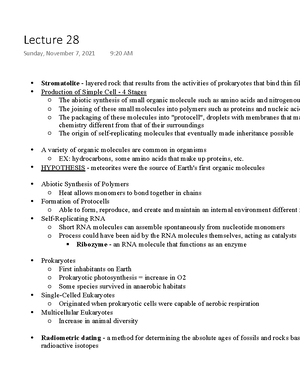 Biology - Unit 1 - study guide - Lecture 1 Key Points Biodiversity: the ...