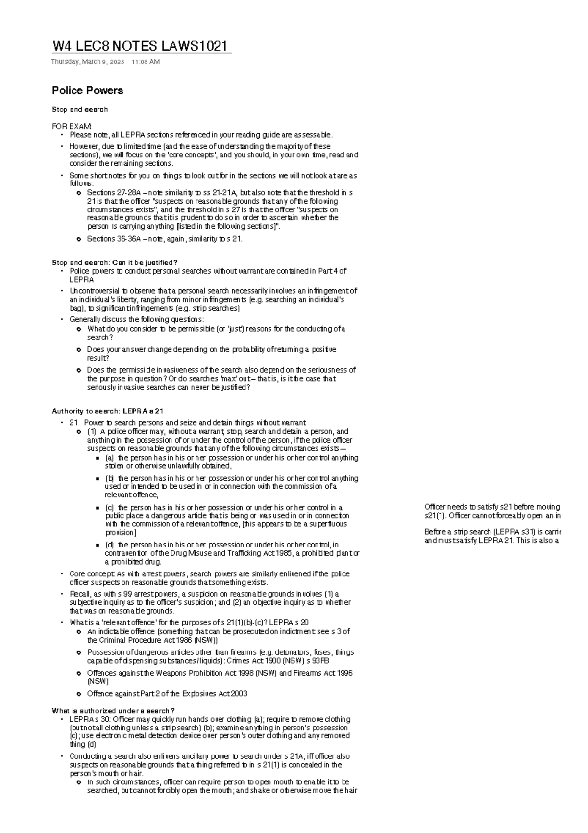 LAW1021 LEC 8 - W4 LEC8 NOTES LAWS Thursday, March 9, 2023 11:08 AM ...