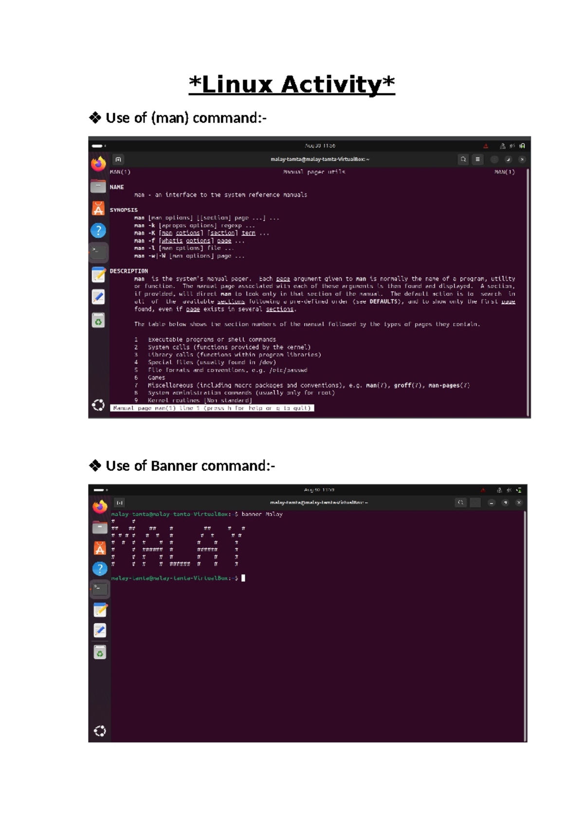 Linux Activity - it a assignment - Unix And Linux Essentials Lab ... Linux Activity - it a assignment - Unix And Linux Essentials Lab ...