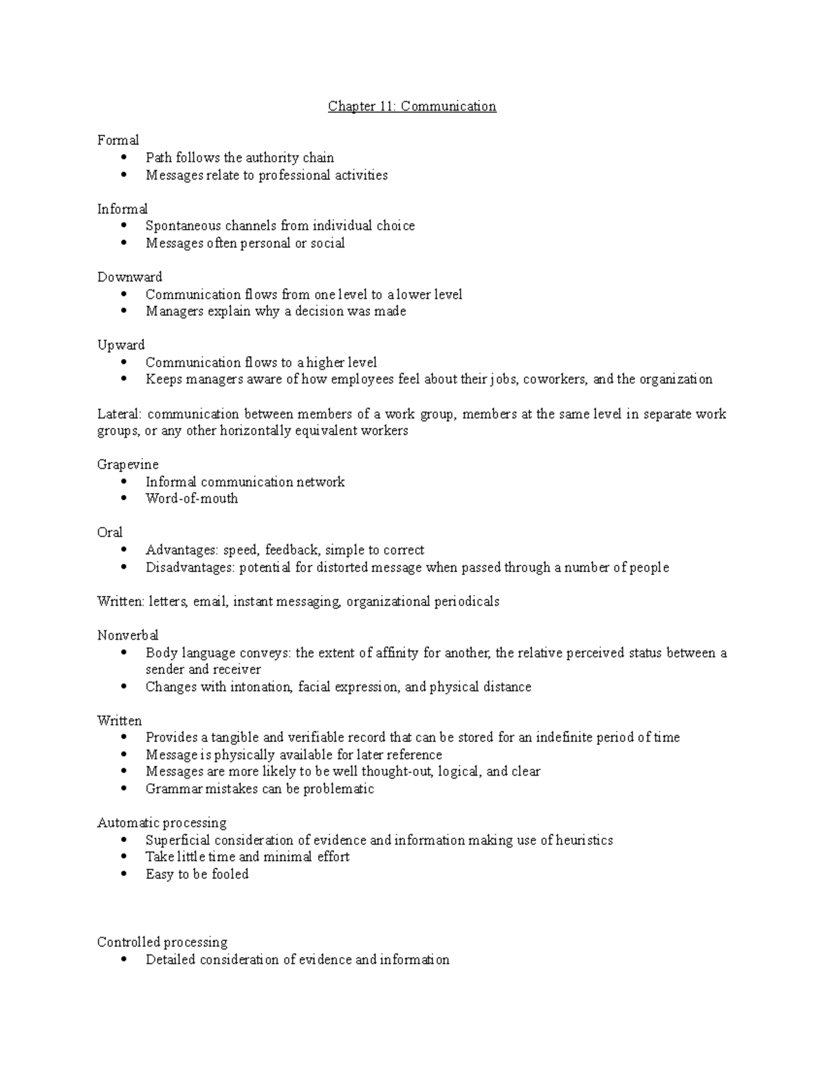 Communication(s) - Chapter 11: Communication Formal Path follows the ...