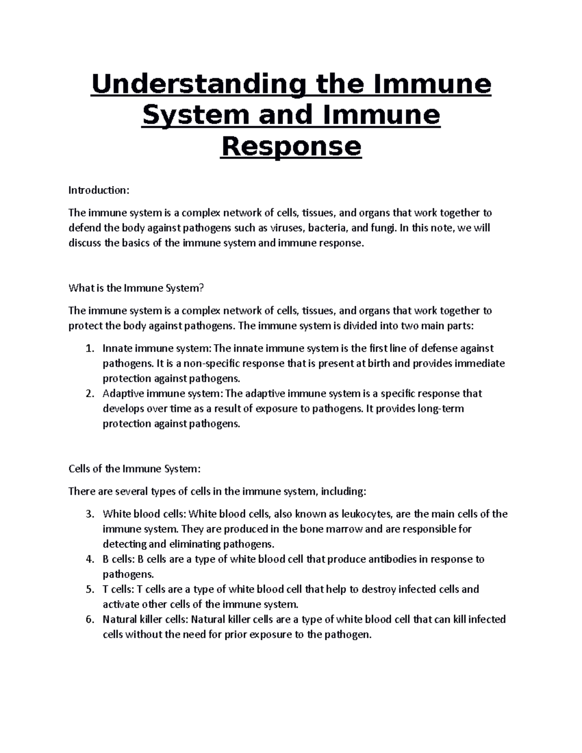 Understanding the Immune System and Immune Response - Understanding the ...