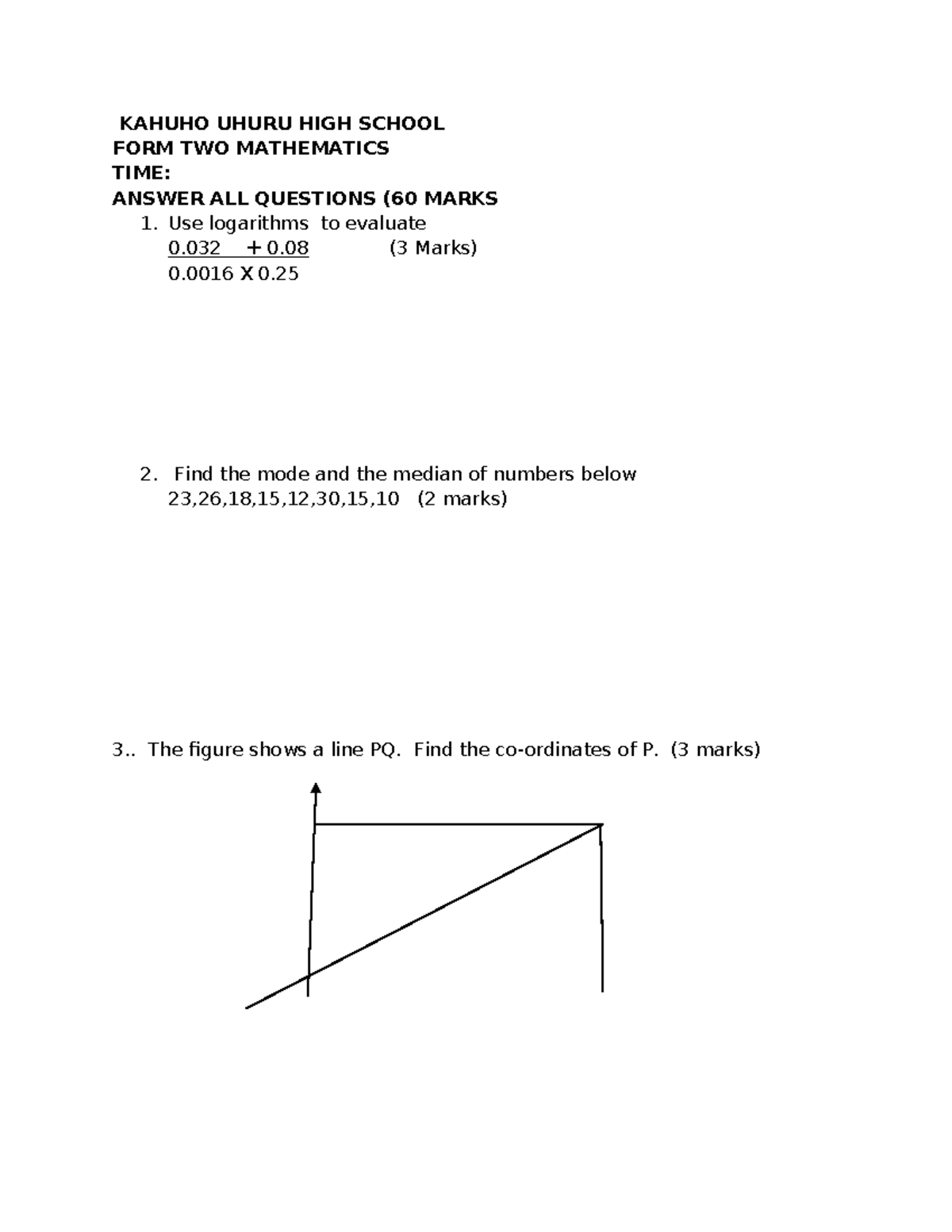 Math23rd - basic math - KAHUHO UHURU HIGH SCHOOL FORM TWO MATHEMATICS ...