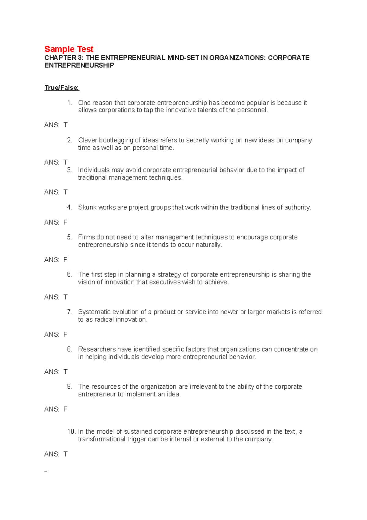 6. Chapter 3 THE Entrepreneurial MIND-SET IN Organizations - Sample ...