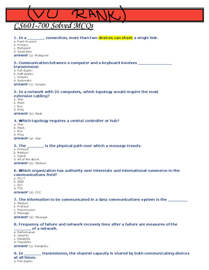 CS601 Data Communication Complete Handouts Pdf 1 - Table of Contents Data Communication CS ...