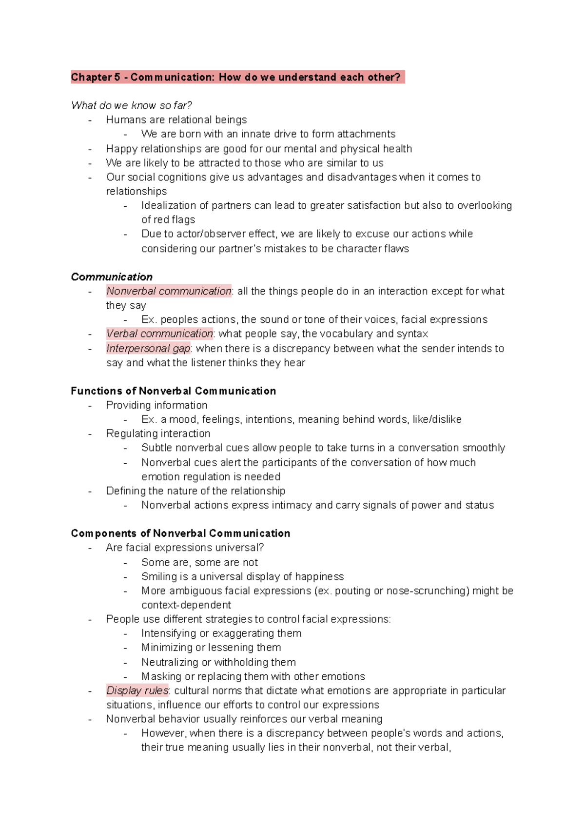 Chapter 5 Communication: Understanding Nonverbal and Verbal ...
