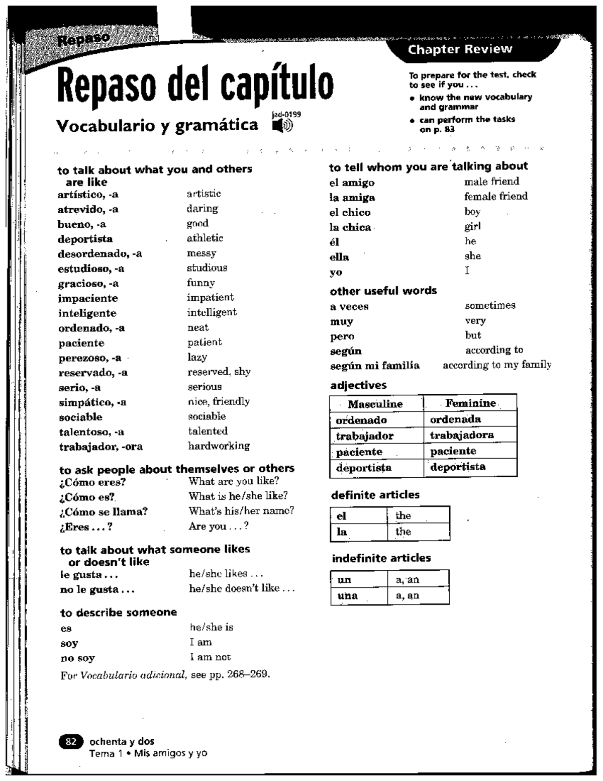 Ch1b vocab list - Lec Notes 2023 - SPAN 001 - Studocu
