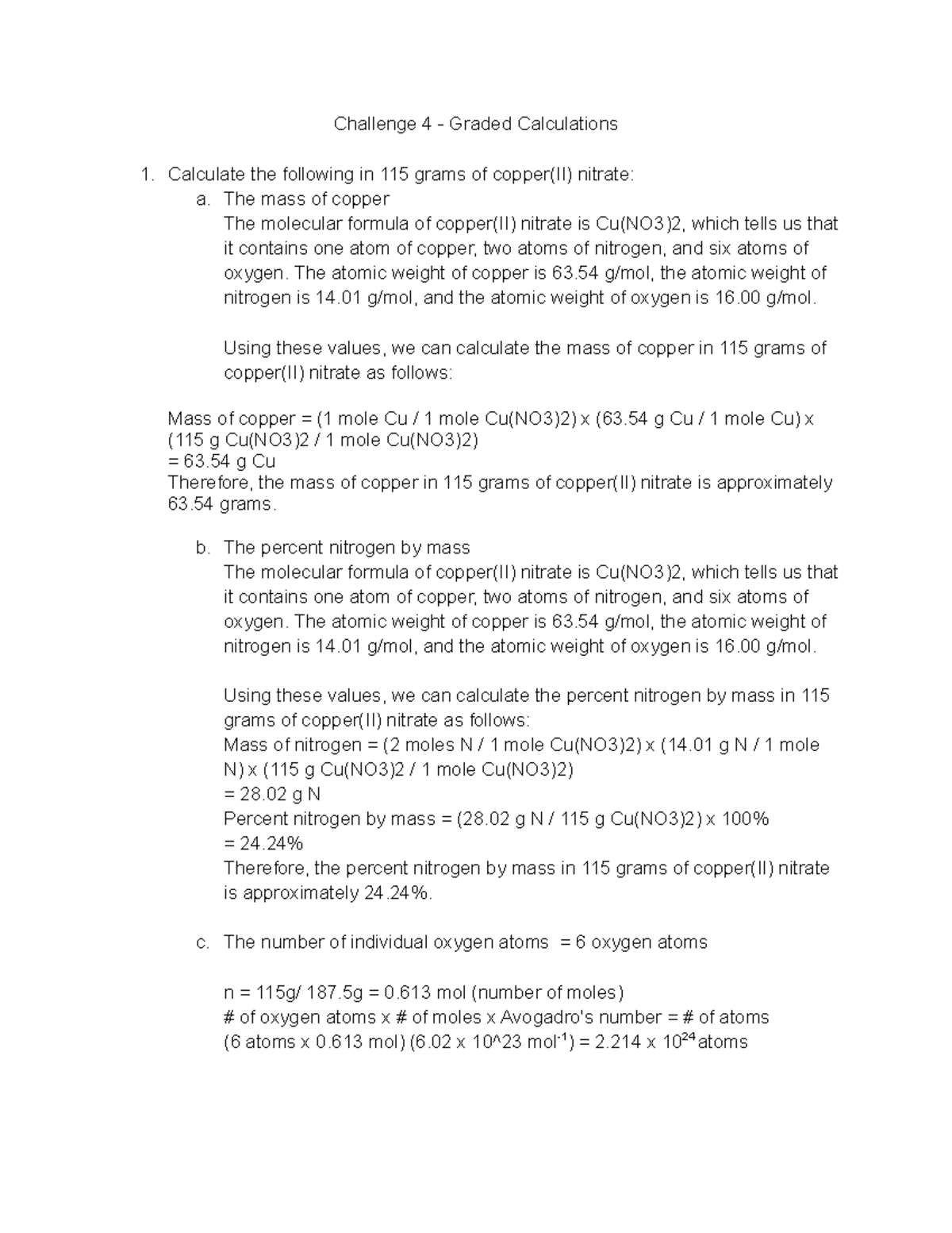 Challenge 4 Graded Calculations - Challenge 4 - Graded Calculations ...