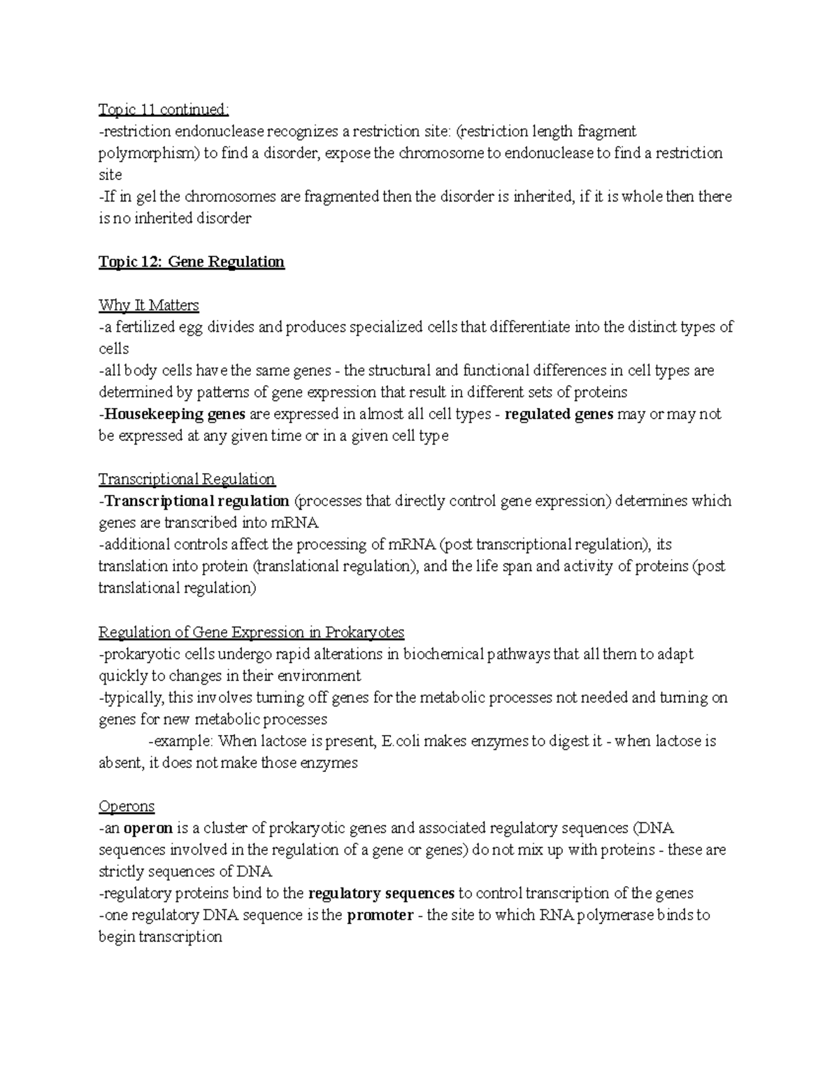 BIO 1107 Lecture 24 - Topic 11 continued: -restriction endonuclease ...